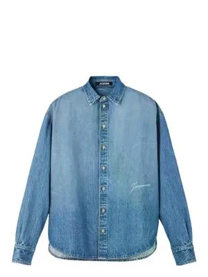 Jacquemus Simon De-nîmes Logo-embroidered Shirt - Blue
