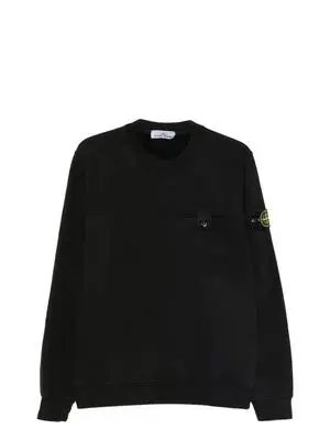 Stone Island Logo-patch Chest-pocket Sweatshirt - Black