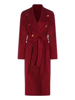 Alberta Ferretti Belted Double-breasted Coat - Red