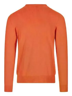 Fedeli Ribbed Hem Crew Neck Sweater - Orange