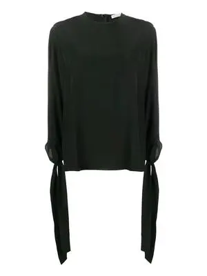 Stella McCartney Silk Cropped Sleeve Top - Black