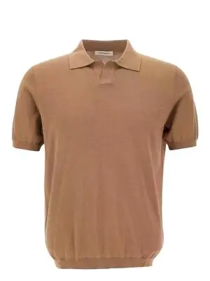 KANGRA Ribbed-trim Short-sleeve T-shirt - Brown