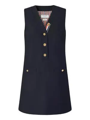 Thom Browne Hopsack Wool Mini Dress - Blue