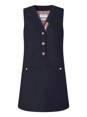 Thom Browne Hopsack Wool Mini Dress Blue