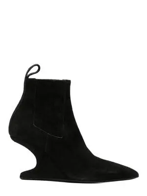 Rick Owens Sculptural Wedge Ankle Boots - Black