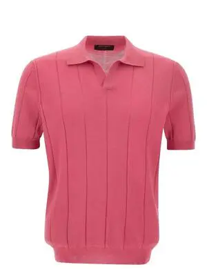 GRAN SASSO Tennis M/m Skipper Ribbed-knit Polo Shirt - Pink