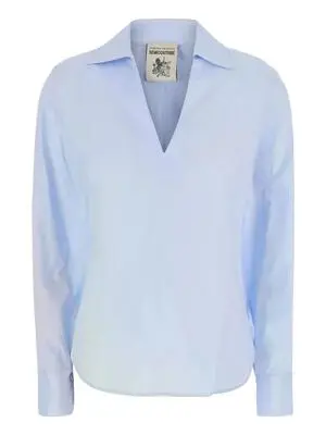 SEMICOUTURE V-neck Long-sleeve Blouse - Blue