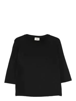 Max Mara Boat-neck Three-quarter Sleeve T-shirt - Black