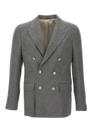 Eleventy Double-breasted Blazer - Grey