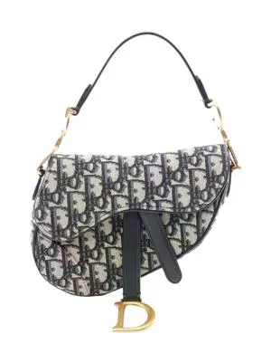 Dior Christian Dior Oblique Jacquard Saddle Shoulder Bag Neutrals