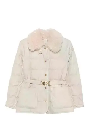 Moncler Quilted Shearling Collar Jacket - Neutrals