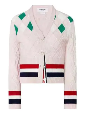 Thom Browne Argyle Pointelle Cardigan - Pink