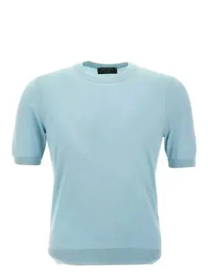 GRAN SASSO Crew Neck Short Sleeve Sweater - Blue