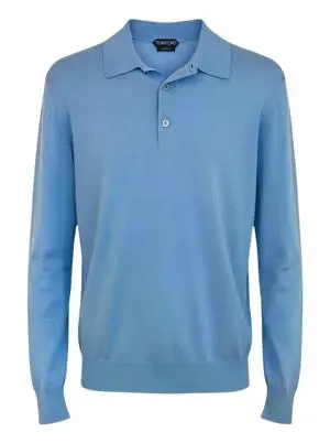 TOM FORD Long-sleeve Polo Shirt - Blue