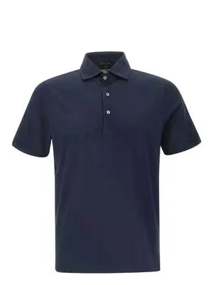 GRAN SASSO Short-sleeve Cotton Polo Shirt - Blue