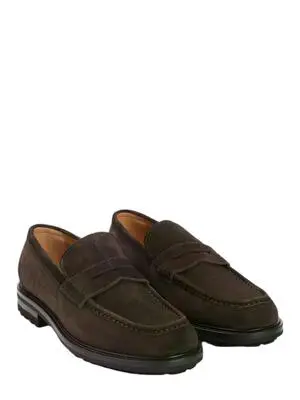 Kiton Suede Penny Loafers - Brown