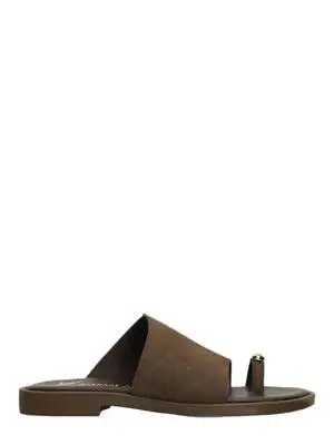 NICOLAS LAINAS Embellished Suede Slip-on Sandals - Brown
