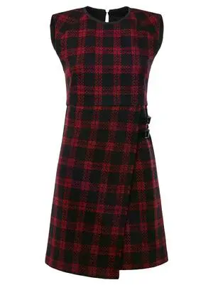 Pinko Mini Check-pattern Buckle Detail Dress - Red