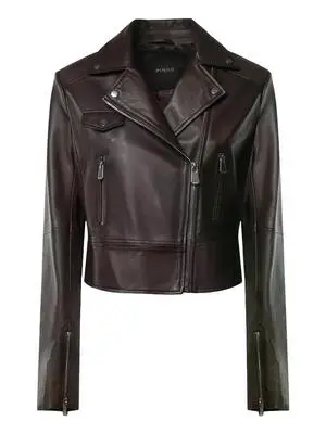 Pinko Biker-style Leather Jacket - Brown