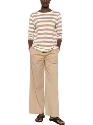 Majestic Filatures Striped Three-quarter Sleeve T-shirt - Neutrals