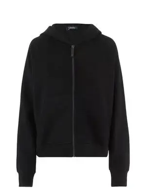 Max Mara Logo Embroidered Zip-up Hoodie - Black