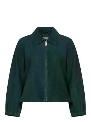 Max Mara Zip-up Suede Jacket - Green