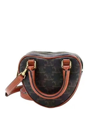 Celine Heart Bag Triomphe Coated Canvas Medium Crossbody Bag - Brown