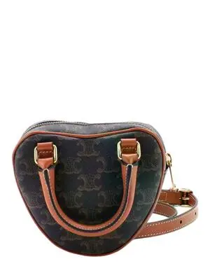 Celine Celine Heart Bag Triomphe Coated Canvas Medium Crossbody Bag Brown