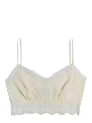 Simone Rocha Cream Lace Trim Cropped Top - Neutrals