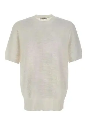 KANGRA Honeycomb Stitch Short-sleeved Sweater - Neutrals