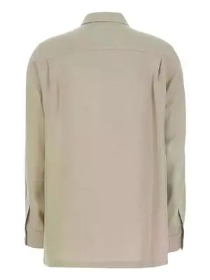 Max Mara Geranio Logo Embroidered Silk Shirt - Neutrals