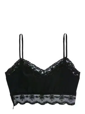 Simone Rocha Satin Lace Trim Bralette - Black