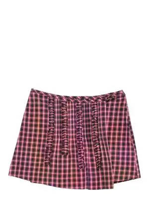DAMSON MADDER Glinda Ruffled Checked Mini Skirt - Pink
