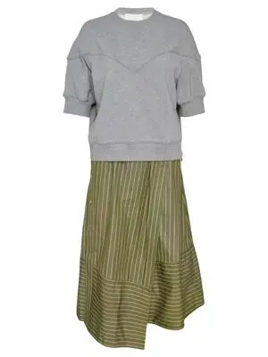 3.1 Phillip Lim Striped Print Layered Effect Asymmetric Dress - Green