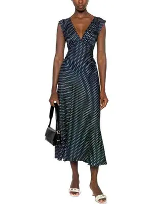 DÔEN Tahlia Polka-dot Midi Dress - Blue