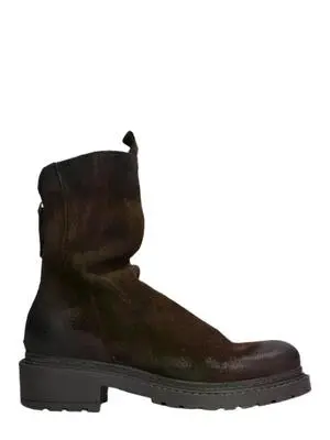 METISSE Distressed Effect Suede Ankle Boots - Brown