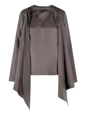 Loulou De Saison Gala Scarf-insert Blouse - Brown