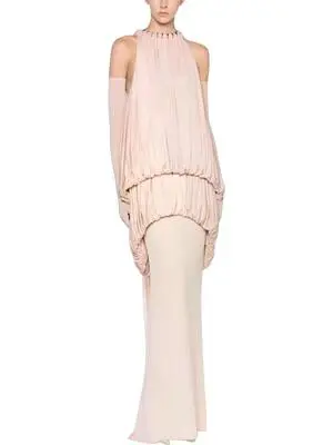 CHATS BY C.DAM Mayer Draped-bodice Metal-hardware Maxi Dress - Pink