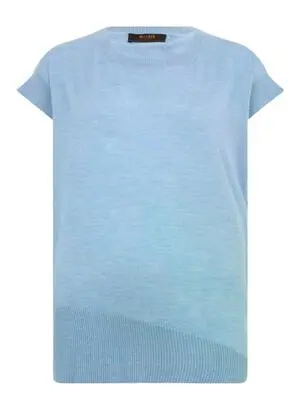 MOORER Short-sleeve Cashmere Sweater - Blue