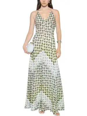 Missoni Geometric Print Halterneck Maxi Dress - Green