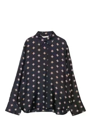 Max Mara Disco Silk Geometric Print Shirt - Blue