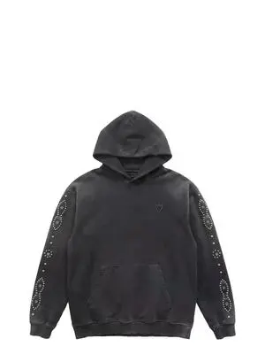 HTC LOS ANGELES Studded Distressed Hoodie - Black