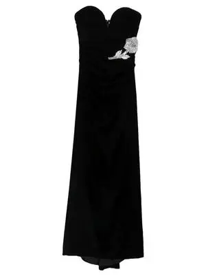 ADAMARIS Adamaris Crystal-Embellished Strapless Velvet Maxi Dress