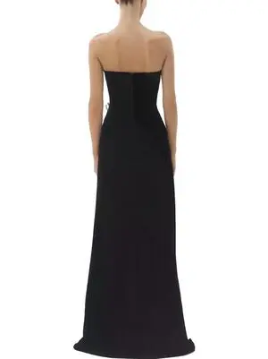 ADAMARIS Crystal-embellished Strapless Velvet Maxi Dress - Black