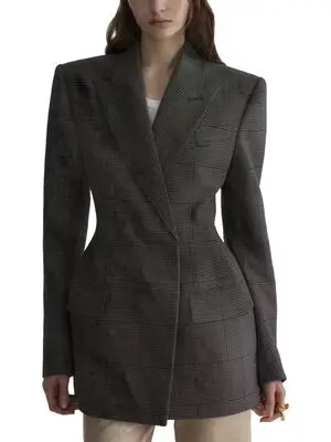 MUGLER Ink And Taupe Check Stockman Jacket - Brown