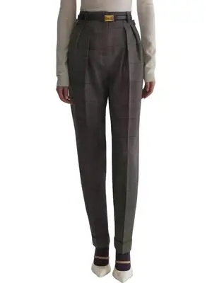 MUGLER Houndstooth Check Tailored Trousers - Grey