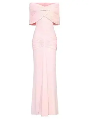 CHATS BY C.DAM Draped Off-shoulder Gown - Pink