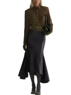 MUGLER Asymmetric Leather Mermaid Skirt - Black