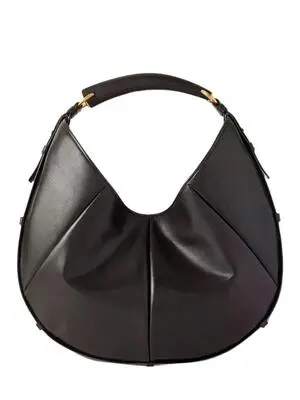 Saint Laurent Mombasa Pleated Leather Tote Bag Black