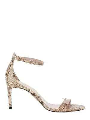 STUART WEITZMAN Snakeskin Effect Stiletto Heeled Sandals - Neutrals